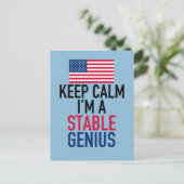 Keep Calm I'm a Stable Genius Funny Trump Postcard | Zazzle