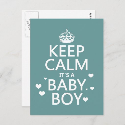 Keep Calm It's A Baby Boy Postcard | Zazzle