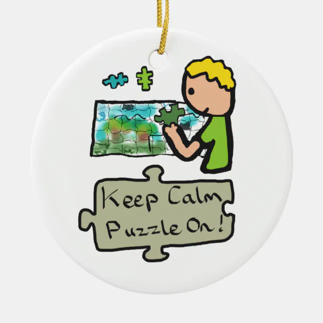 Keep Calm Jigsaw Puzzle Ceramic Ornament | Zazzle
