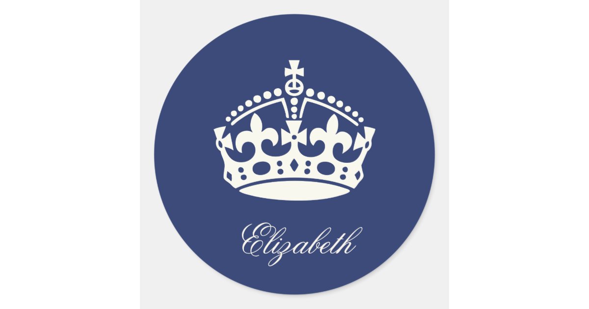 Keep Calm Navy Blue Crown Logo Party Favor Sticker | Zazzle