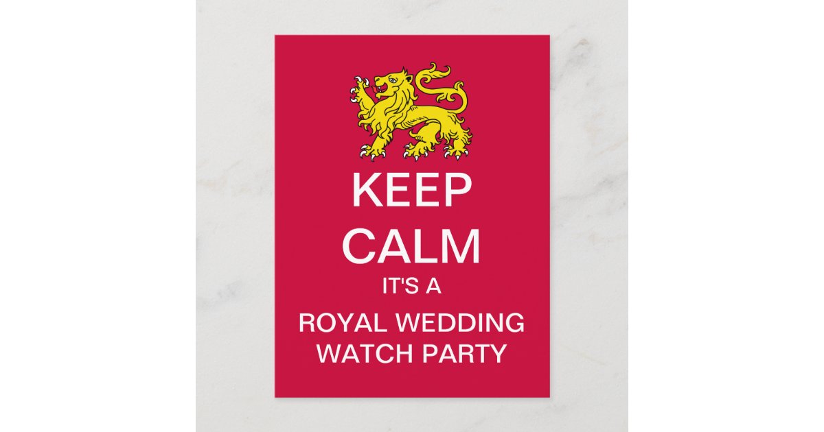 KEEP CALM Royal Wedding Watch Party Postcard | Zazzle