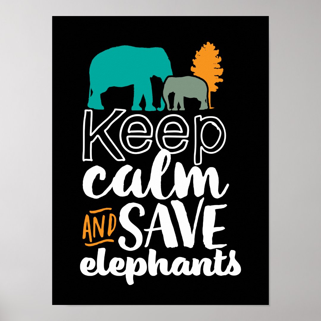 Keep Calm Save Elephants Animal Lover Volunteer Poster | Zazzle