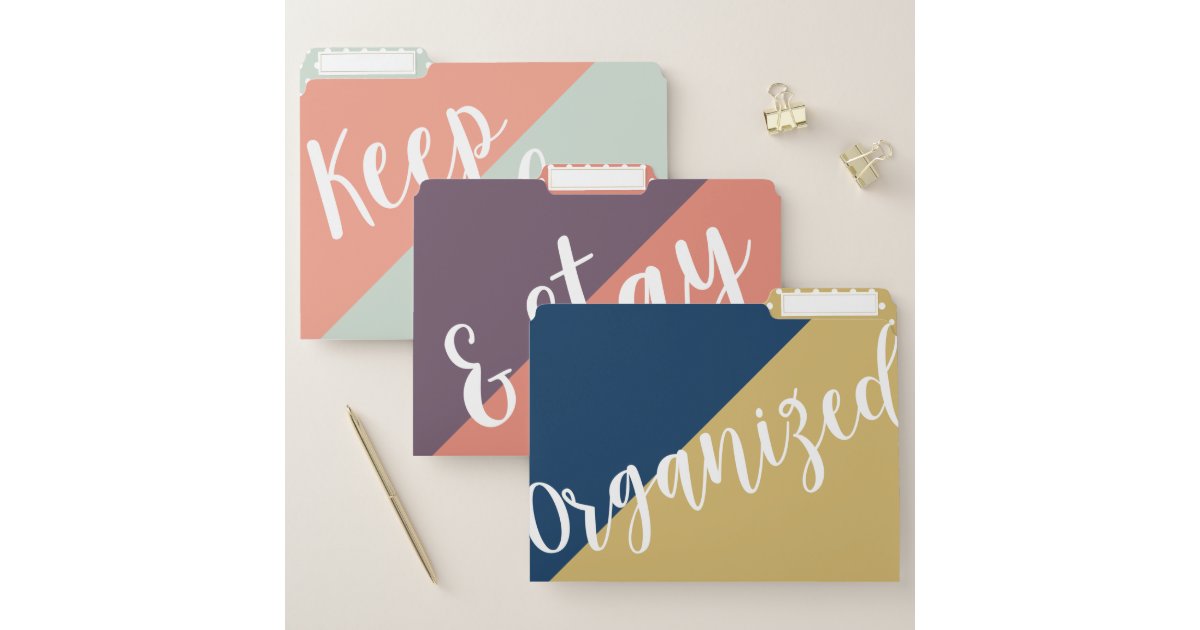 Keep Calm & Stay Organized Modern Trendy Abstract File Folder | Zazzle