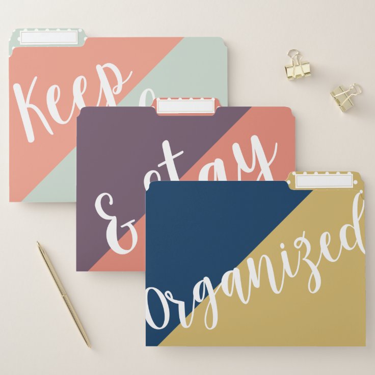Keep Calm & Stay Organized Modern Trendy Abstract File Folder | Zazzle