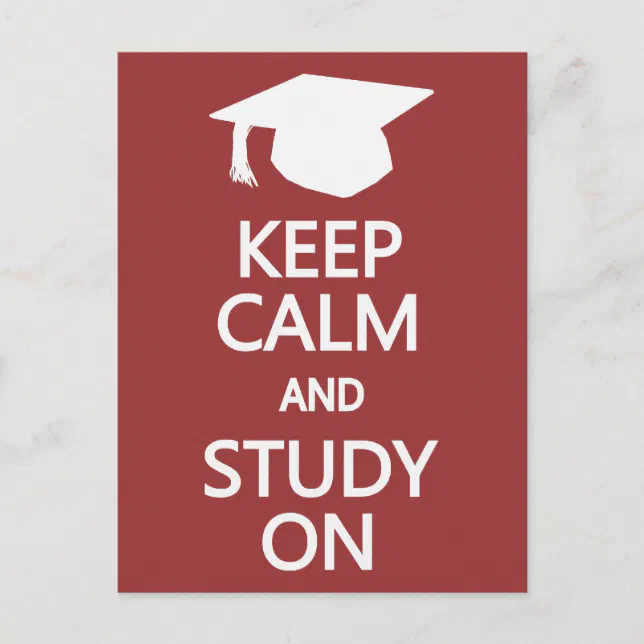 Keep Calm & Study On custom postcard | Zazzle