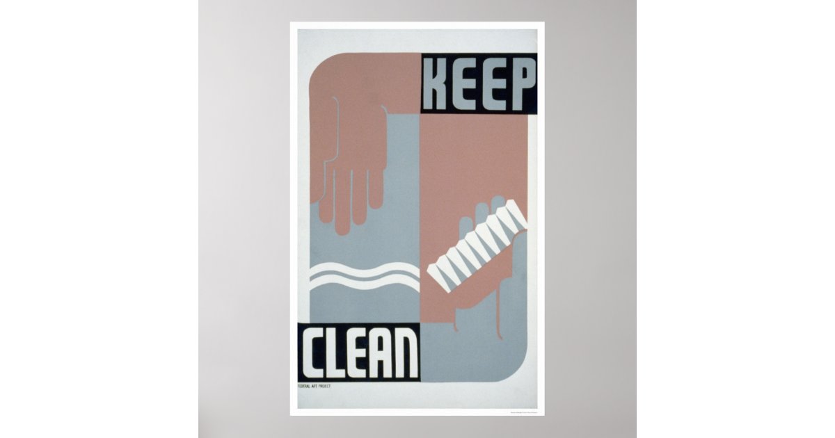 Keep Clean 1938 WPA Poster | Zazzle