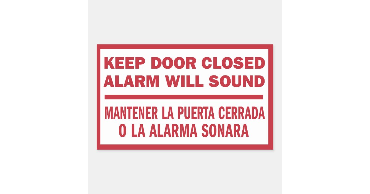 Keep Door Closed sign English Spanish Rectangular Sticker | Zazzle