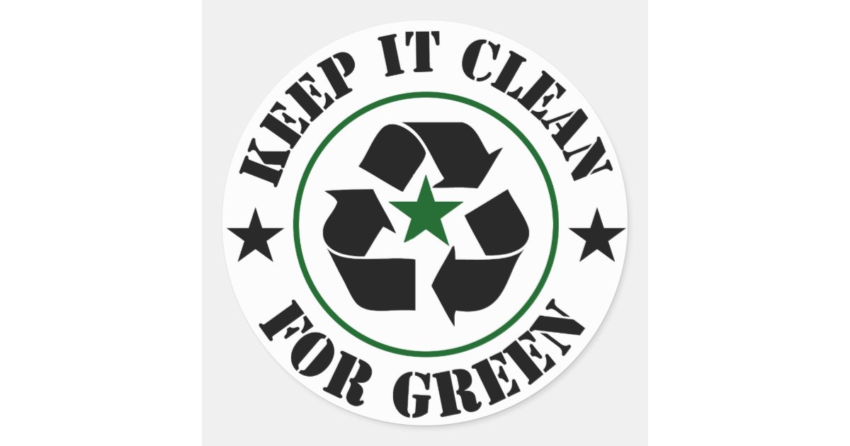 Keep It Clean For Green Logo Classic Round Sticker | Zazzle
