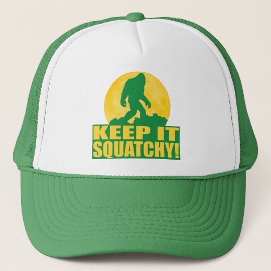 KEEP IT SQUATCHY! Special BARK AT THE MOON edition Trucker Hat | Zazzle.com