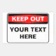 KEEP OUT Sign, template, landscape version Rectangular Sticker | Zazzle
