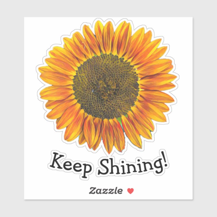 Keep Shining with Sunflower in Yellow Watercolor Sticker | Zazzle.com