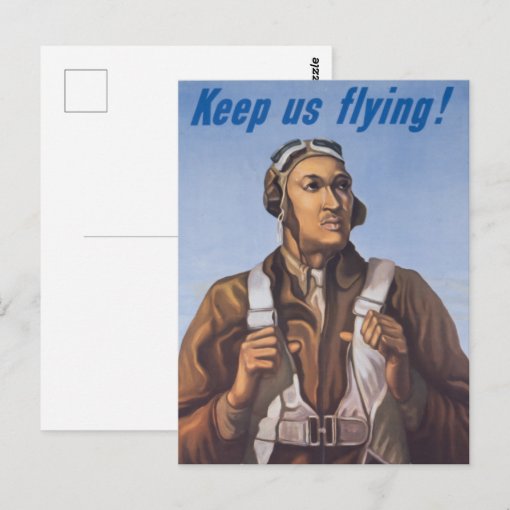 Keep Us Flying! Vintage African-American WW2 Pilot Postcard | Zazzle