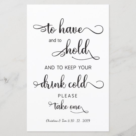 "Keep your drink cold" Modern Wedding Sign | Zazzle.com