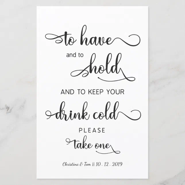 "Keep your drink cold" Modern Wedding Sign | Zazzle