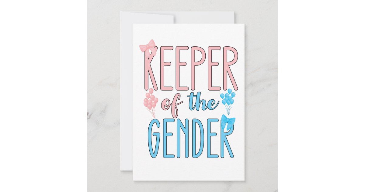 Keeper Of Gender Reveal Boy Girl Pink Blue Invitation | Zazzle