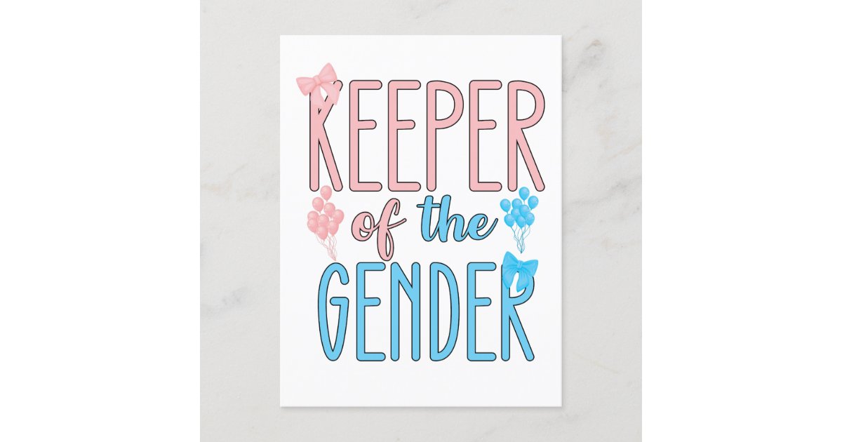Keeper Of Gender Reveal Boy Girl Pink Blue Invitation Postcard | Zazzle