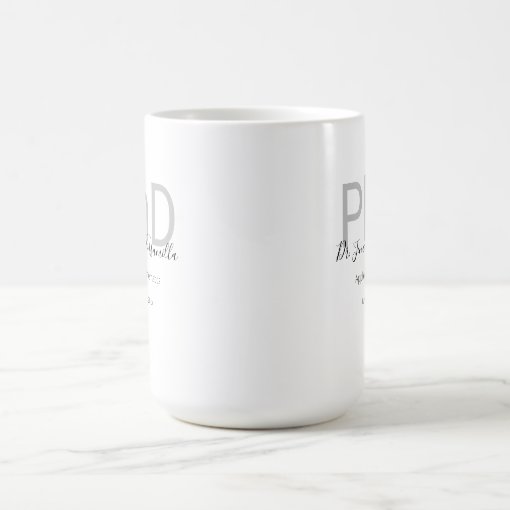 Keepsake Black Gray Name PhD Graduation Coffee Mug | Zazzle