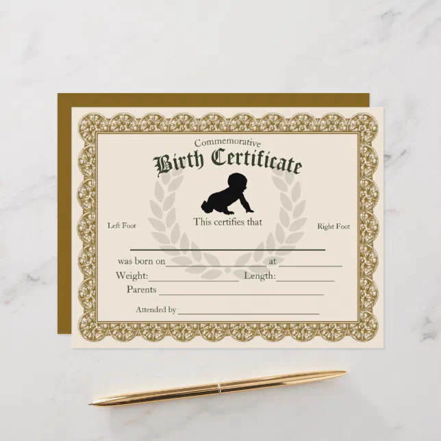 Keepsake Fill-in Footprint Baby Birth Certificate | Zazzle