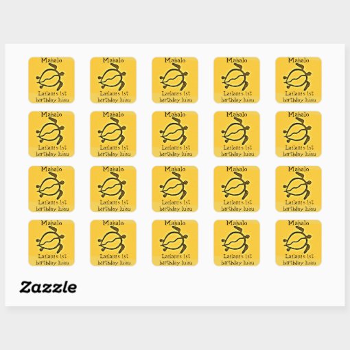Keiki First Birthday Luau Thank You Favor Square Sticker | Zazzle