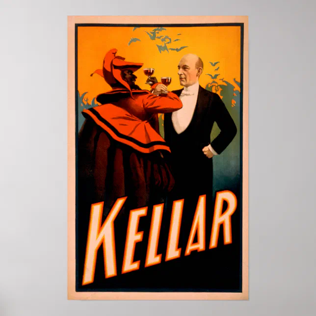 Kellar Magician Drinking Wine with the Devil Poster | Zazzle