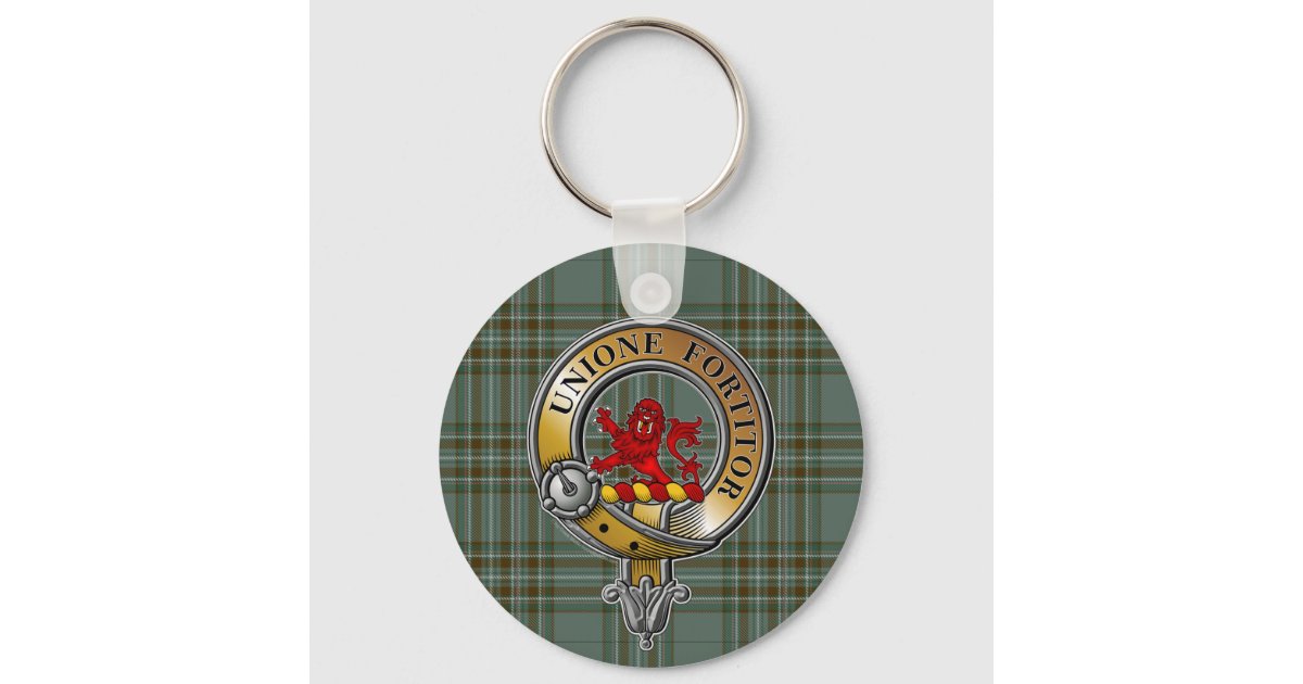 Kelly Tartan & Badge Keychain | Zazzle