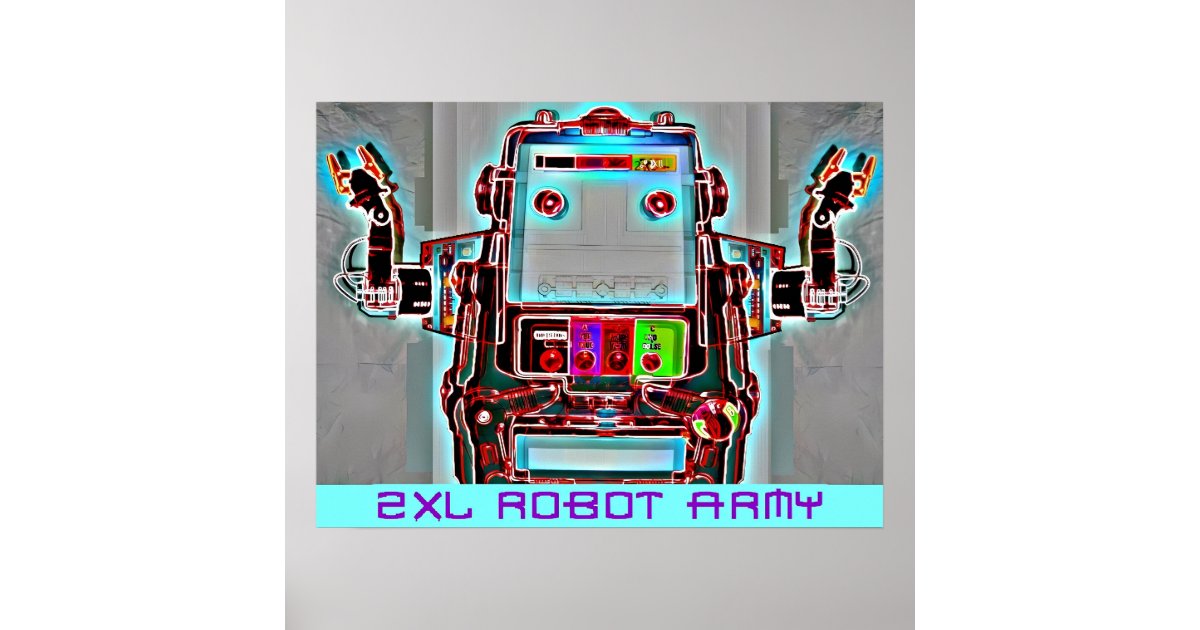 Ken Gage 2-XL Robot Army Retrowave Pop Surrealism Poster | Zazzle