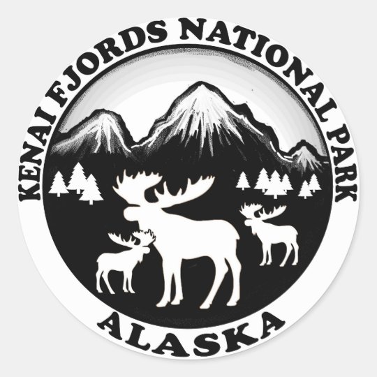 Kenai Fjords National Park Alaska moose circle Classic Round Sticker ...