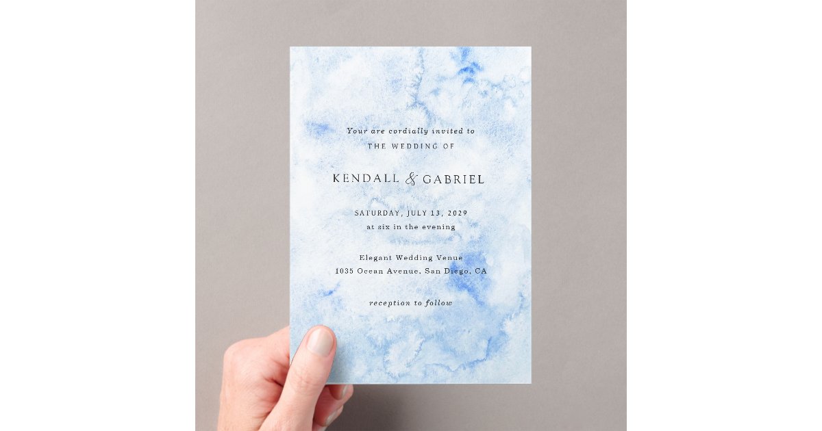 Kendall Blue Watercolor Elegant Wedding Acrylic Invitations | Zazzle