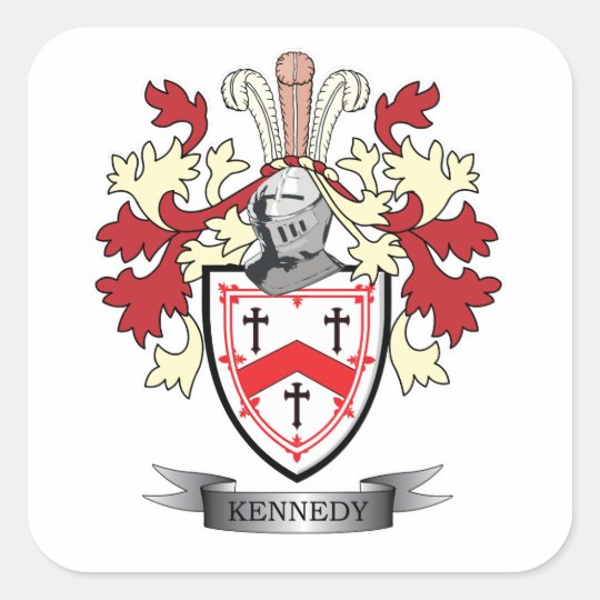Kennedy Family Crest Coat of Arms Square Sticker | Zazzle.com