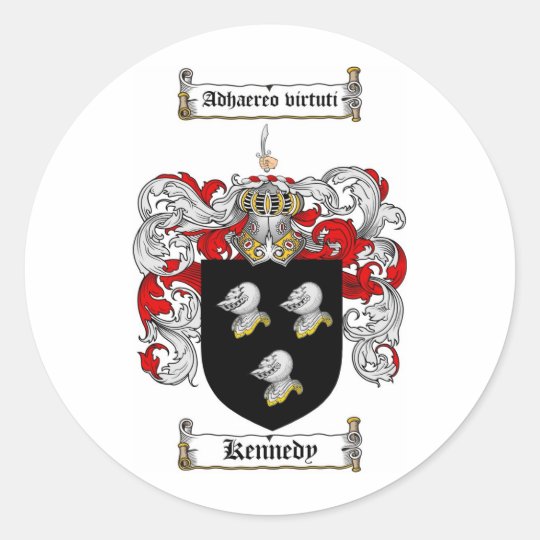 KENNEDY FAMILY CREST - KENNEDY COAT OF ARMS CLASSIC ROUND STICKER ...