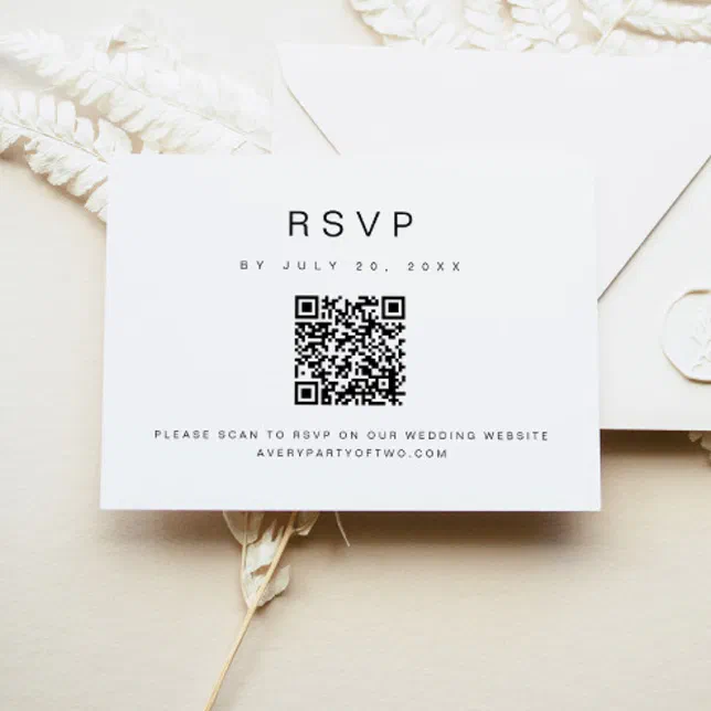 KENNEDY Modern Minimalist QR Code Wedding RSVP Invitation | Zazzle