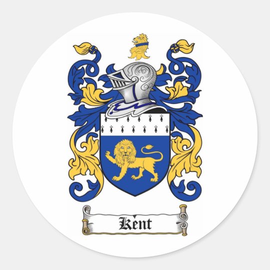 KENT FAMILY CREST - KENT COAT OF ARMS CLASSIC ROUND STICKER | Zazzle.com