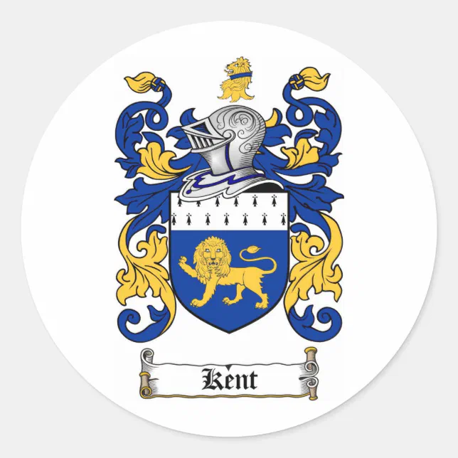 KENT FAMILY CREST - KENT COAT OF ARMS CLASSIC ROUND STICKER | Zazzle