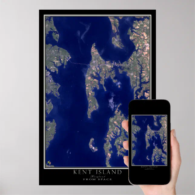 Kent Island Maryland From Space Satellite Map Poster | Zazzle