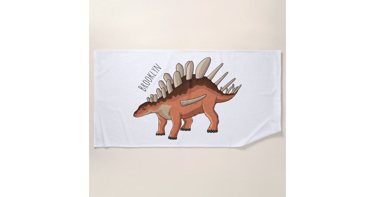 Kentrosaurus cartoon illustration beach towel | Zazzle
