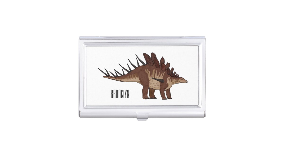 Kentrosaurus cartoon illustration business card case | Zazzle