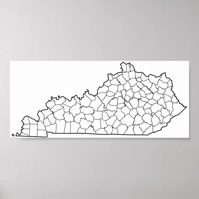 Kentucky Counties Blank Outline Map Poster | Zazzle