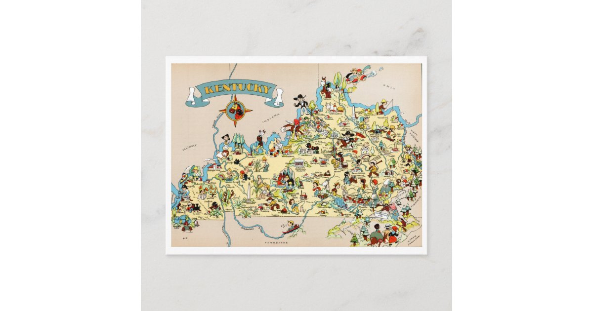 Kentucky Funny Map Postcard | Zazzle