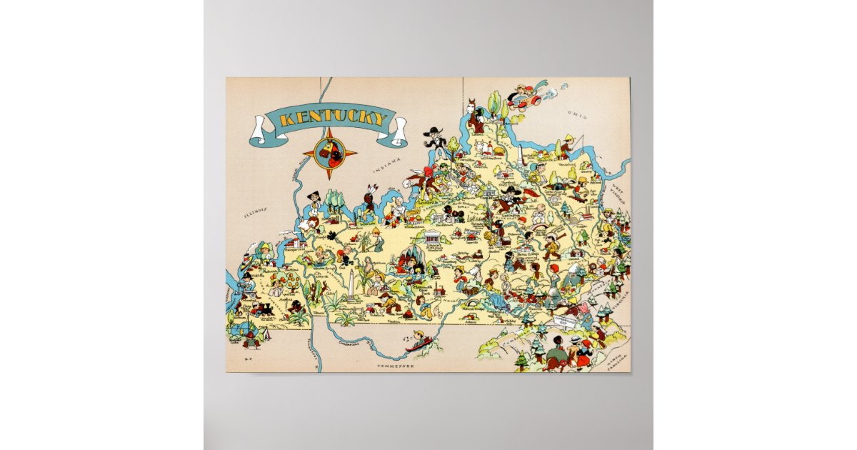 Kentucky Funny Vintage Map Poster | Zazzle