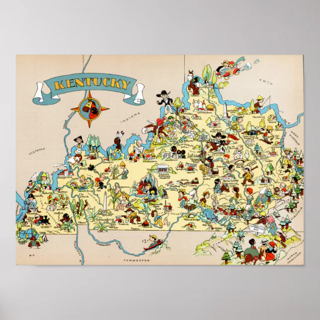 Kentucky Funny Vintage Map Poster | Zazzle