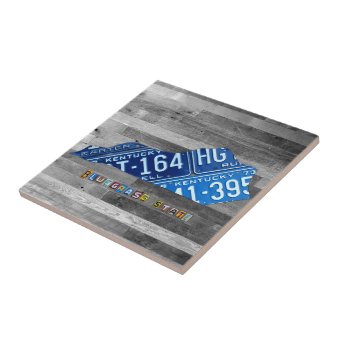 Kentucky License Plate Map Ceramic Tile | Zazzle
