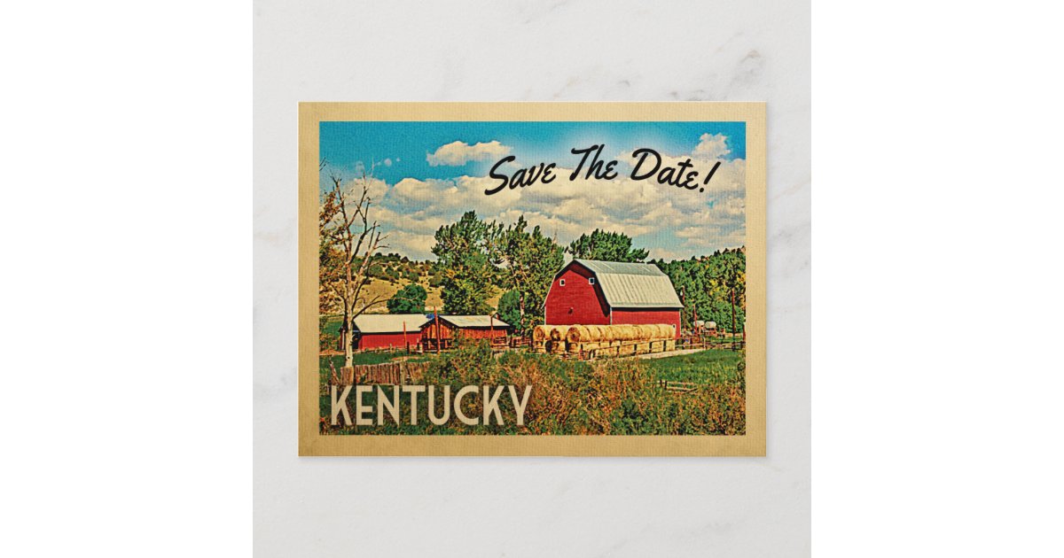 Kentucky Save The Date Farm Barn Rustic Announcement Postcard | Zazzle