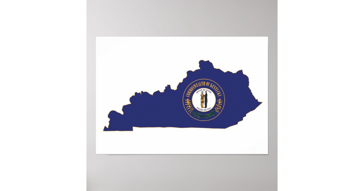 Kentucky State Flag and Map Poster | Zazzle