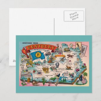 Kentucky State Map Postcard | Zazzle