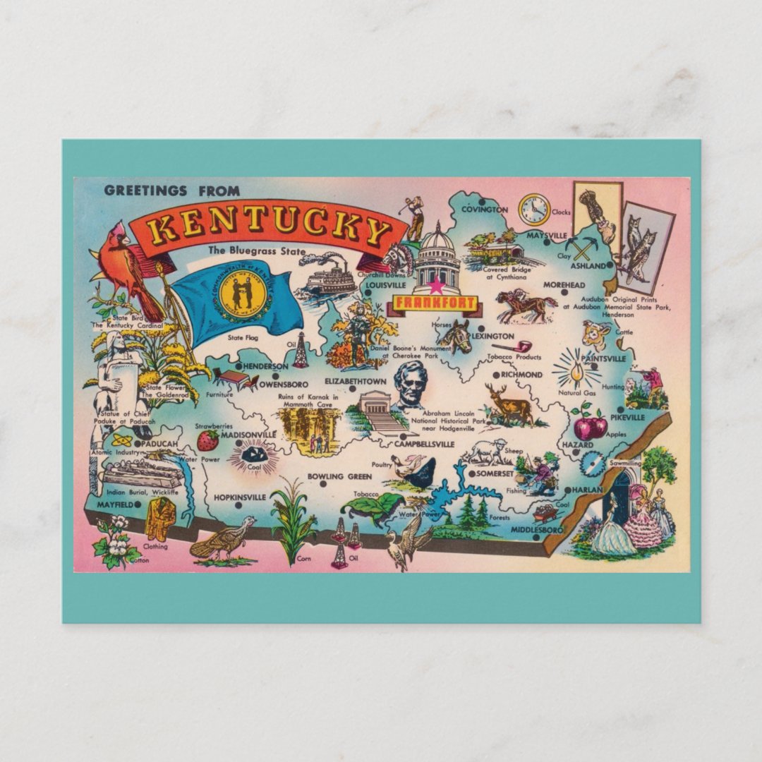 Kentucky State Map Postcard | Zazzle