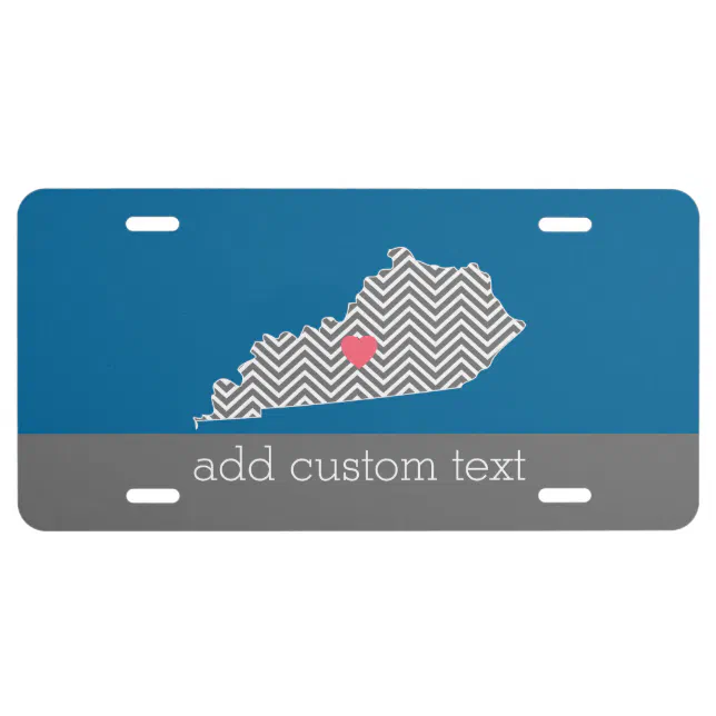 Kentucky State Map with Custom Heart and Name License Plate | Zazzle