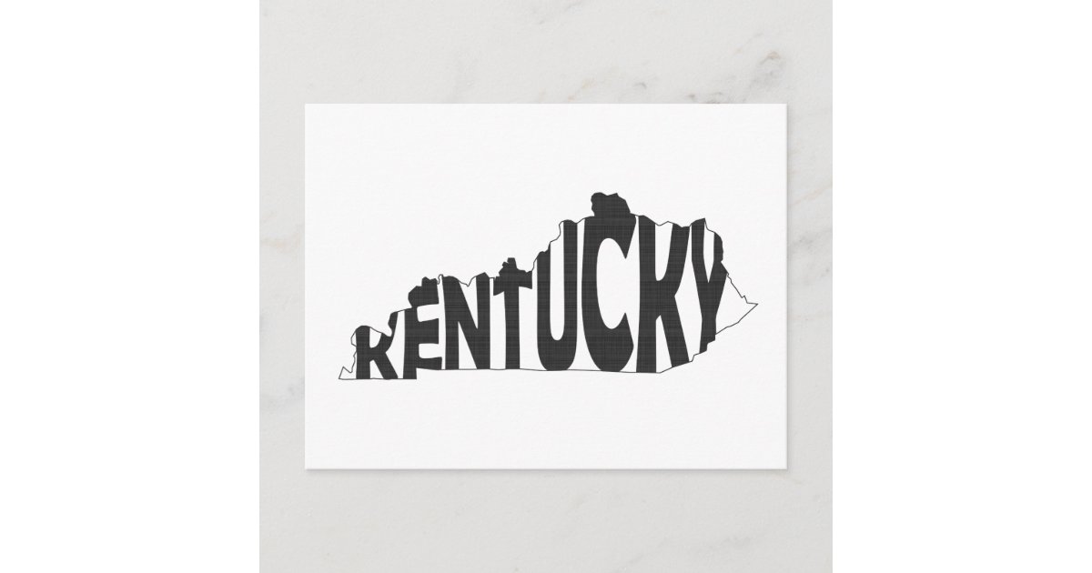 Kentucky State Name Word Art Black Postcard | Zazzle