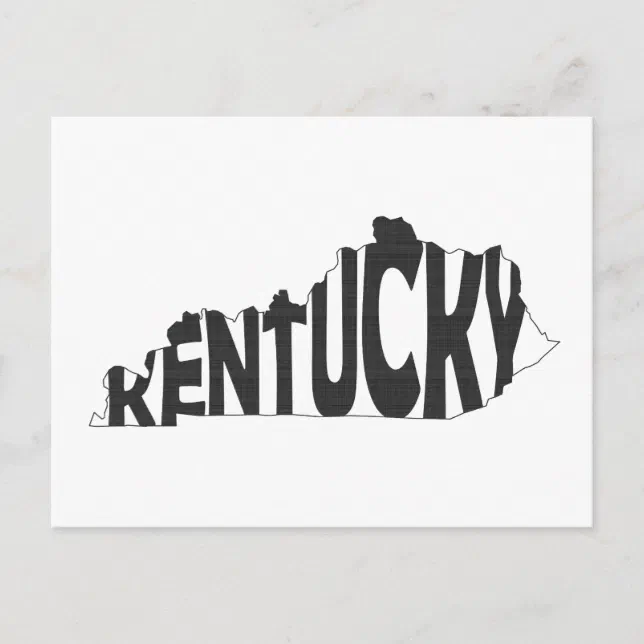 Kentucky State Name Word Art Black Postcard | Zazzle