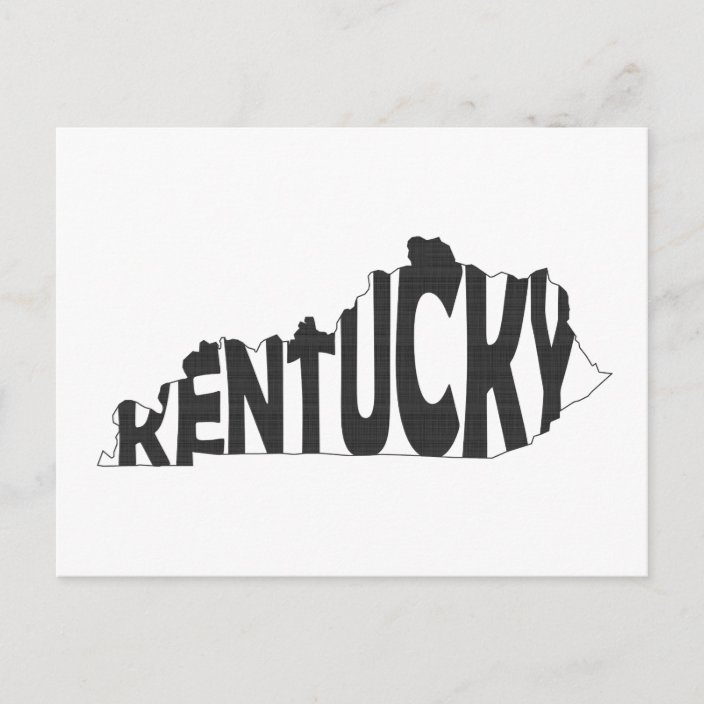 Kentucky State Name Word Art Black Postcard | Zazzle.com