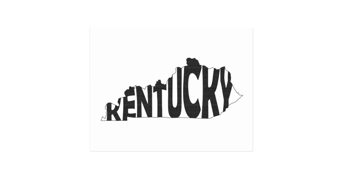 Kentucky State Name Word Art Black Postcard | Zazzle.com